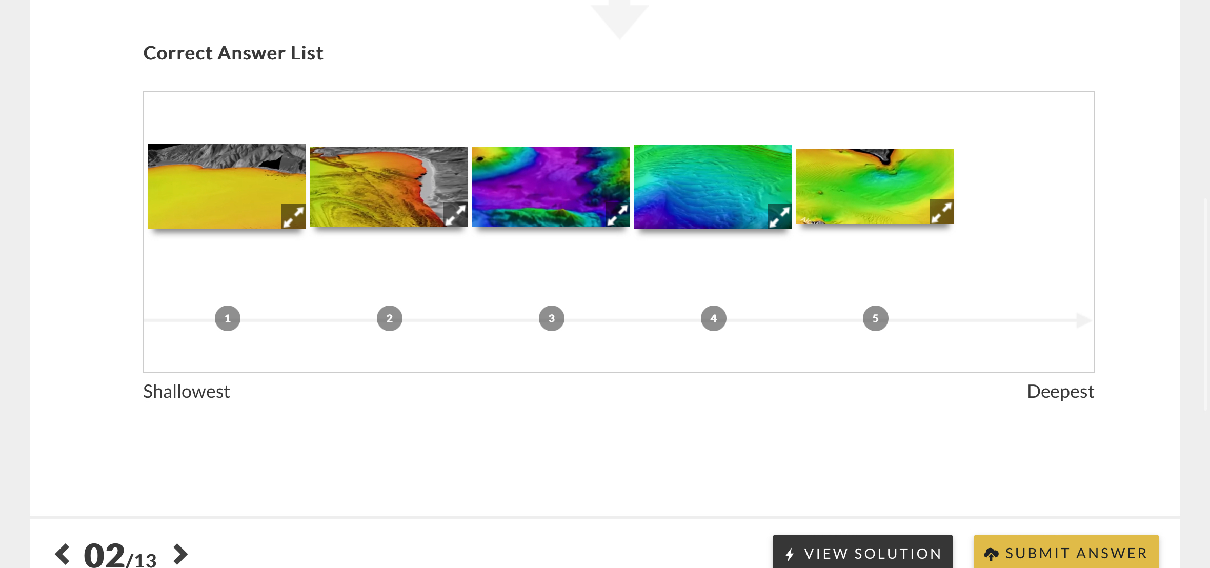 Solved Correct Answer ListShallowestDeepest | Chegg.com