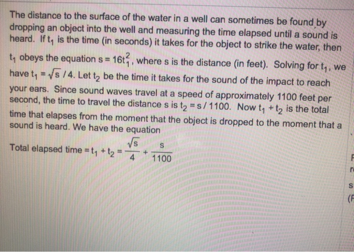Solved The distance to the surface of the water in a well | Chegg.com