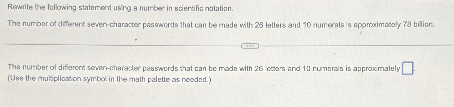Solved Rewrite the following statement using a number in | Chegg.com