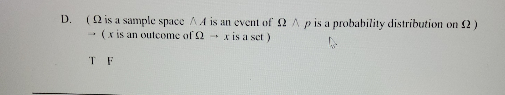 Solved D. ,Ω ﻿is a sample space ???A ﻿is an event of Ω??p | Chegg.com