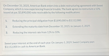 Solved On December 31, 2025, ﻿American Bank enters into a | Chegg.com