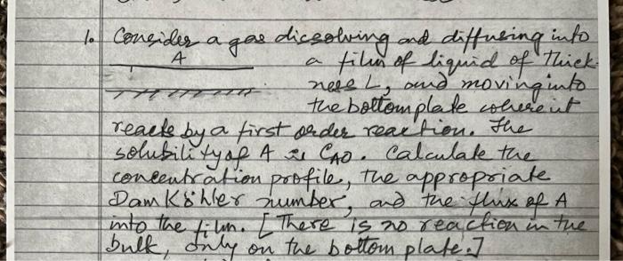 Solved Consider A Gas Dissolving And Diffusing Into A Film Chegg