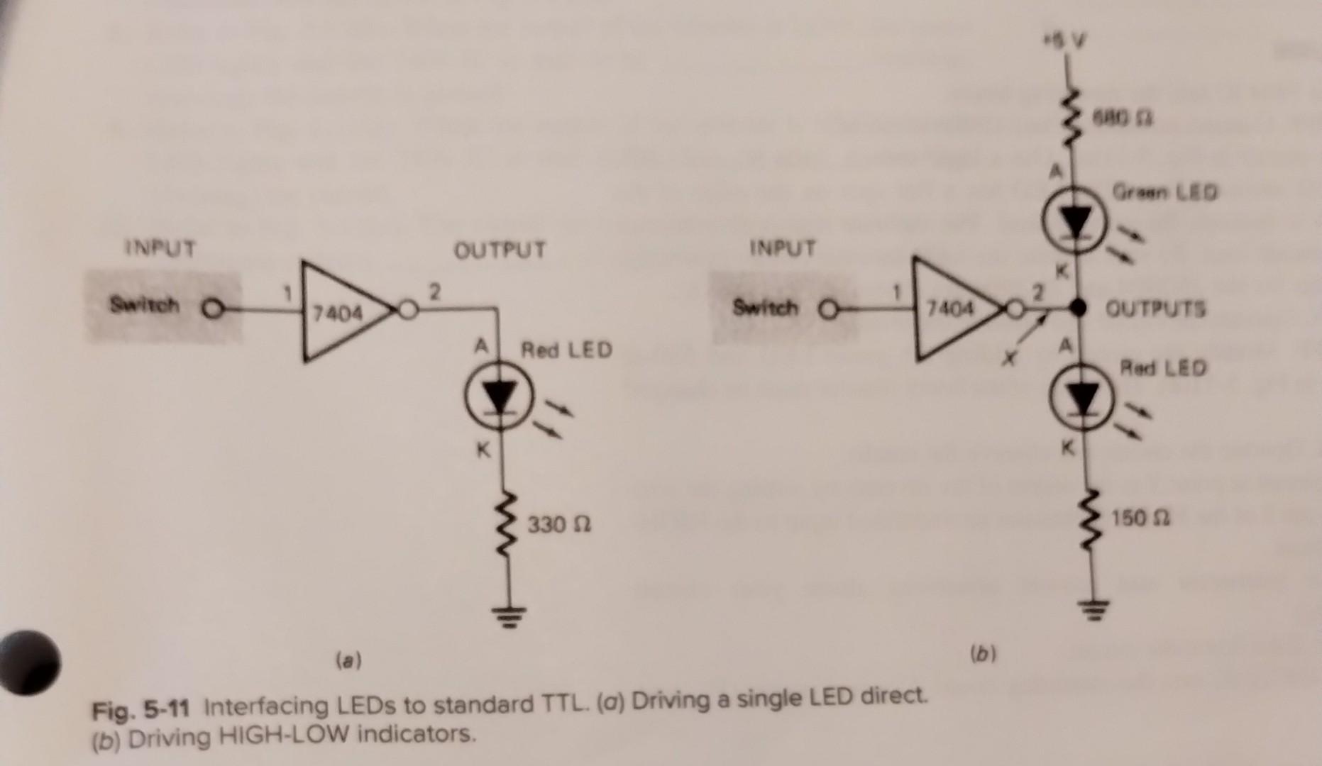 Solved Fig. 5-11 Interfacing LEDs to standard TTL. (a) | Chegg.com