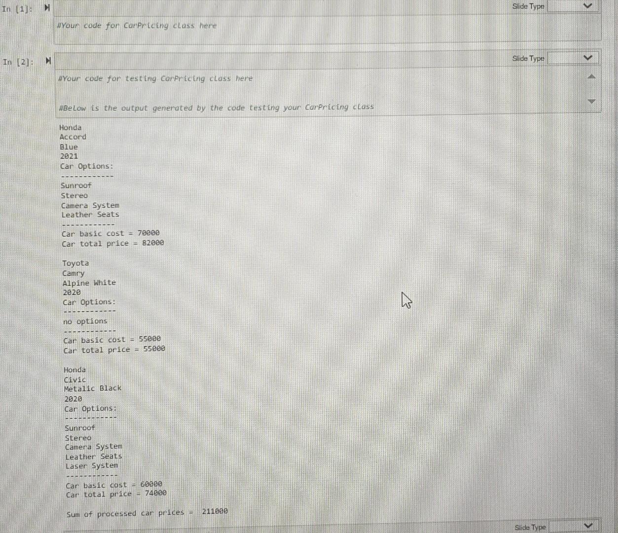 Solved Slide Type Side Classes A class describes objects | Chegg.com