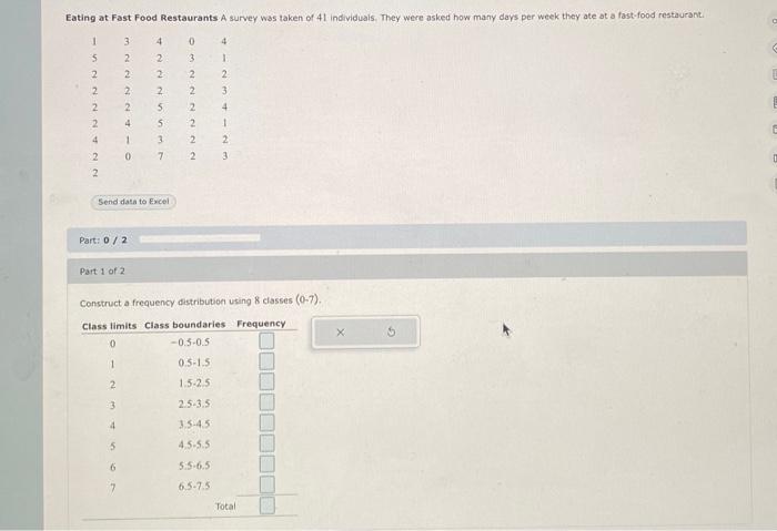 Solved Construct a frequency distribution using 8 classes | Chegg.com