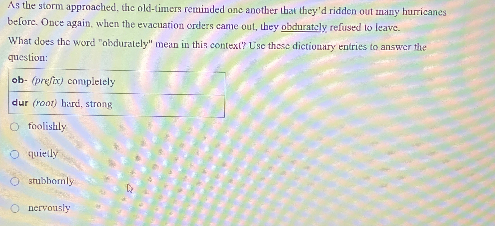 Solved As the storm approached, the old-timers reminded one | Chegg.com