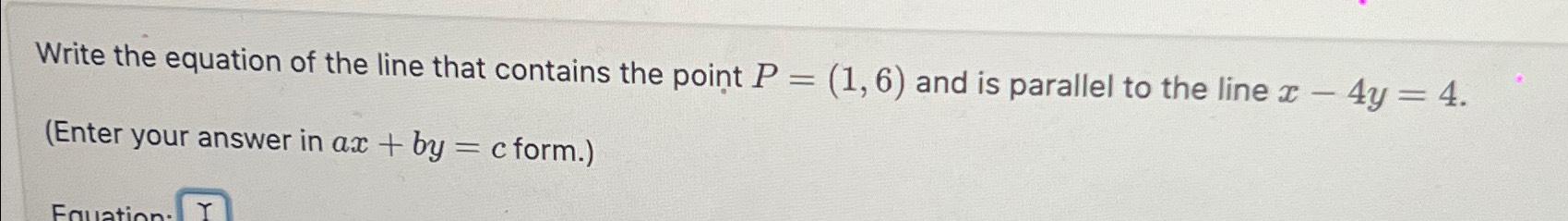 Solved Write the equation of the line that contains the | Chegg.com