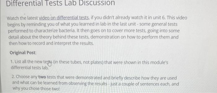 Watch the latest video on differential tests, if you | Chegg.com