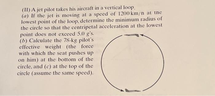 Solved (II) A jet pilot takes his aircraft in a vertical | Chegg.com