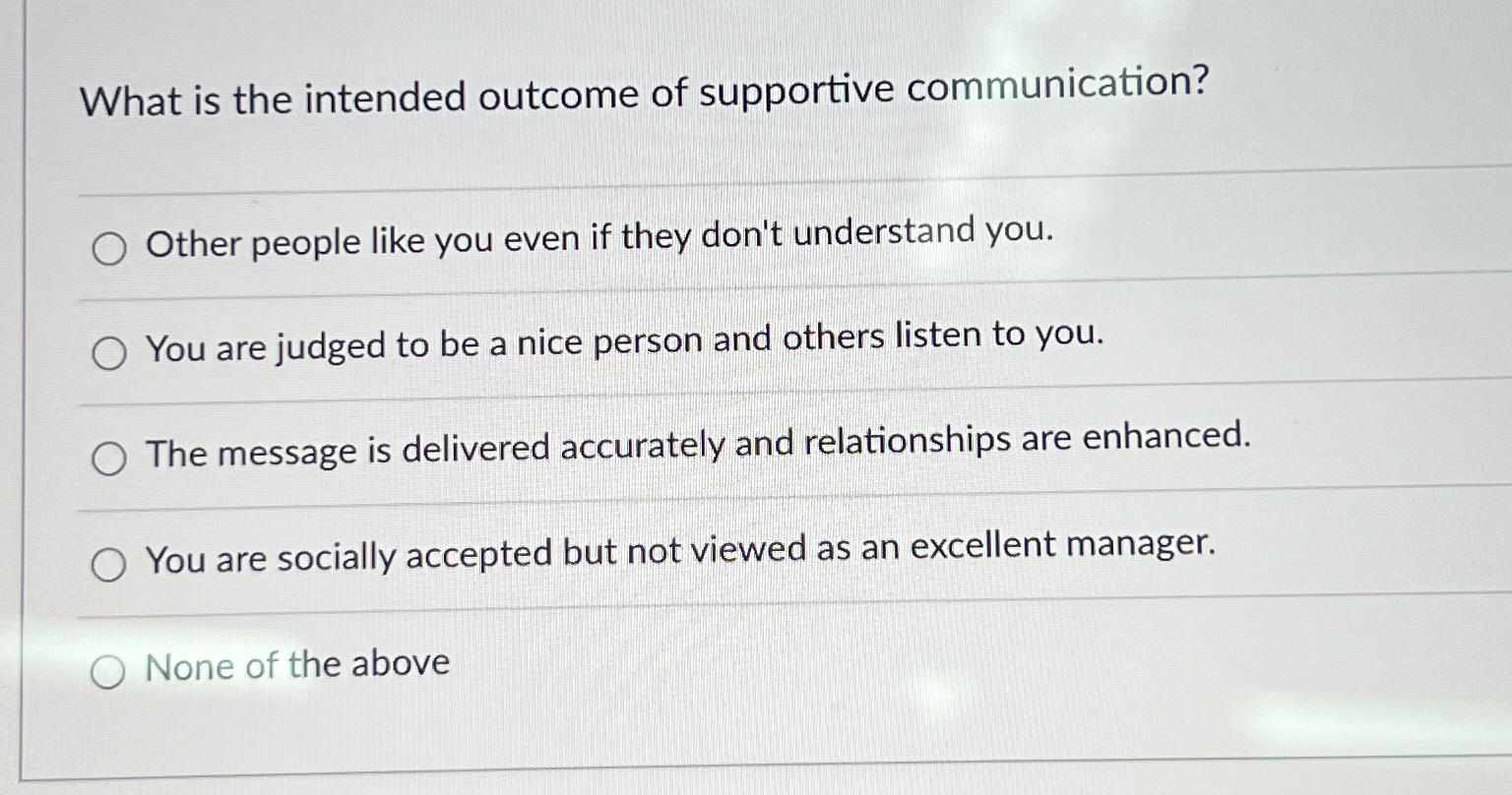 Solved What is the intended outcome of supportive | Chegg.com