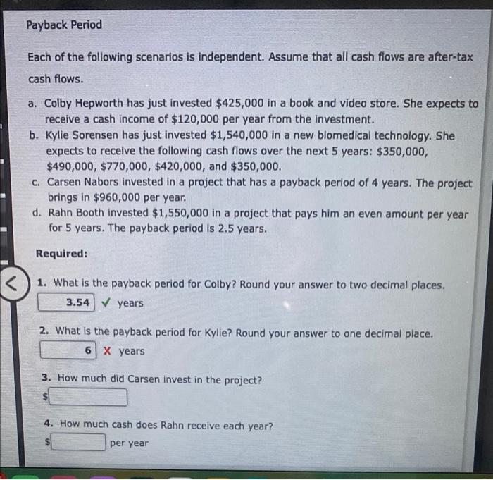 Solved Payback, Accounting Rate of Return, Net Present | Chegg.com