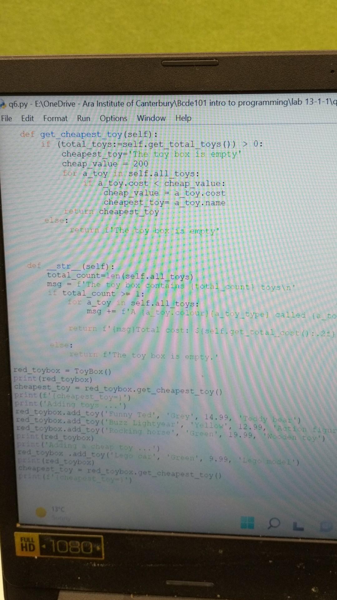 Solved q6.py - E:\OneDrive - Ara Institute of | Chegg.com