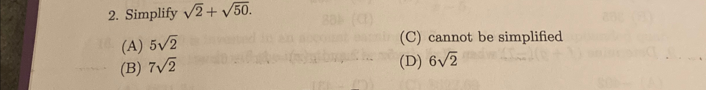 Solved Simplify 22+502.(A) 522(C) ﻿cannot be | Chegg.com