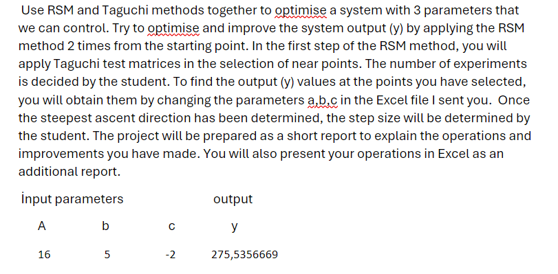 Solved Use RSM and Taguchi methods together to optimise a | Chegg.com