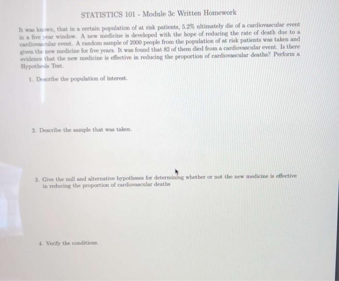Solved STATISTICS 101 - Module 3c Written Homework It was | Chegg.com Solved STATISTICS 101 - Module 3c Written Homework It was | Chegg.com