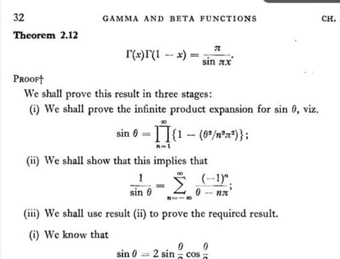 32 Theorem 2.12 GAMMA AND BETA FUNCTIONS | Chegg.com