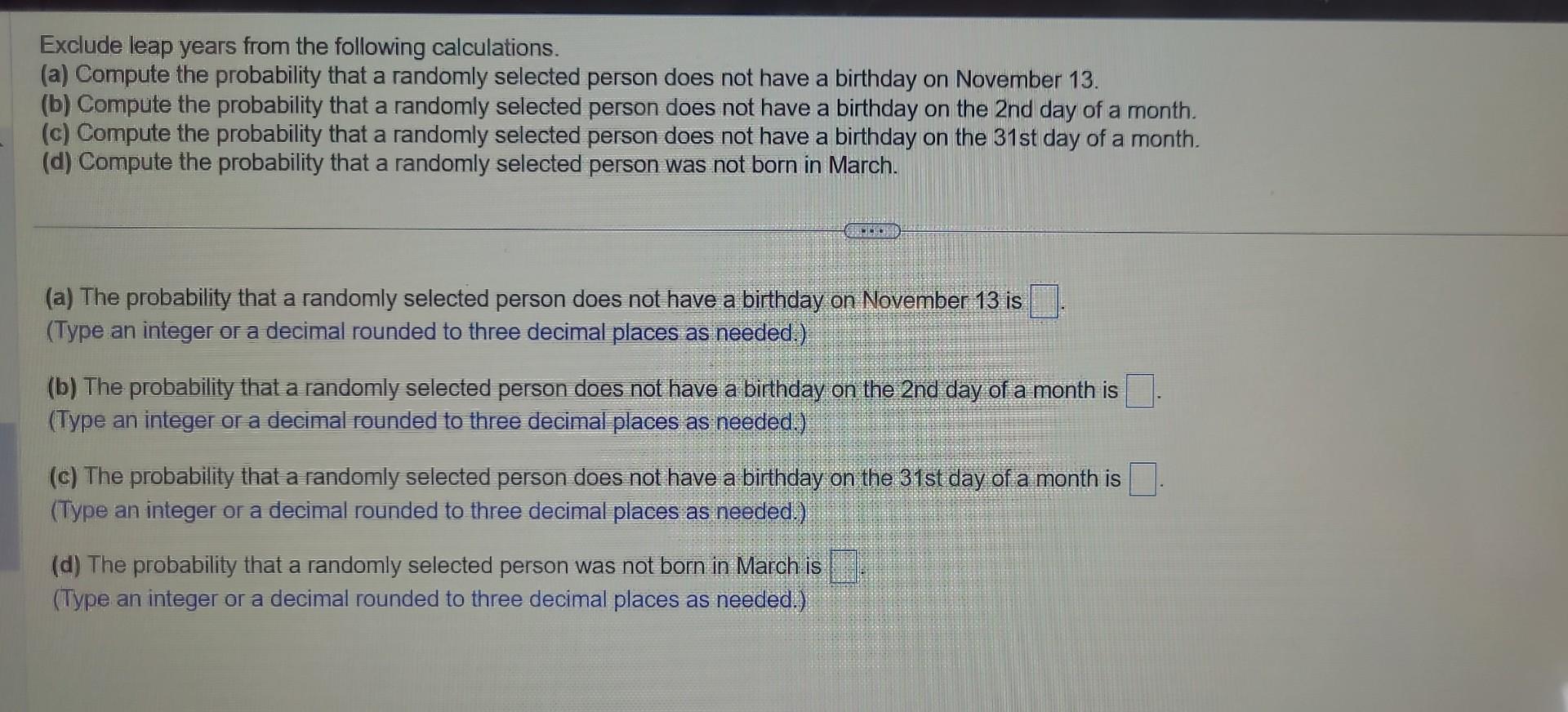 Solved Exclude leap years from the following calculations. | Chegg.com