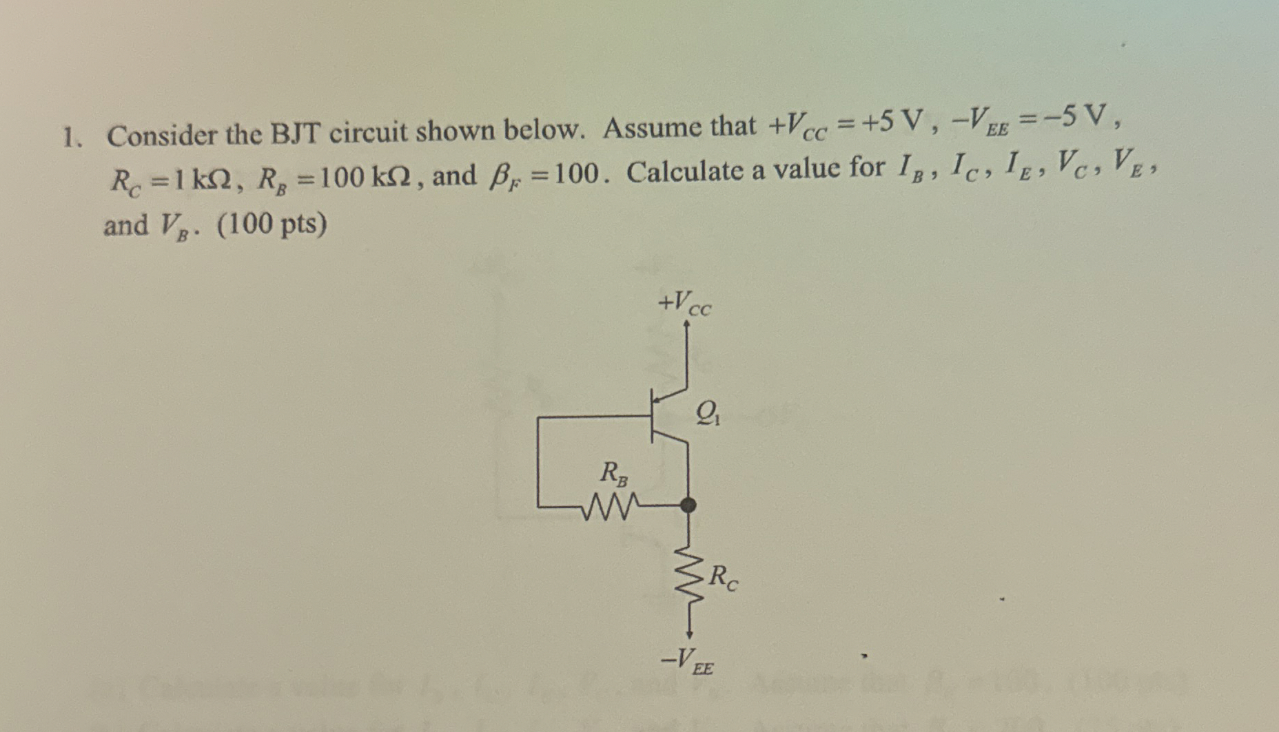 Solved Consider the BJT circuit shown below. Assume that | Chegg.com