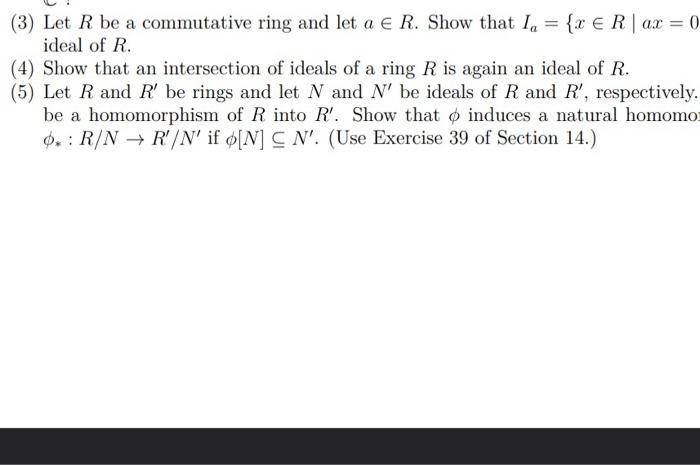 Solved (3) Let R be a commutative ring and let a∈R. Show | Chegg.com