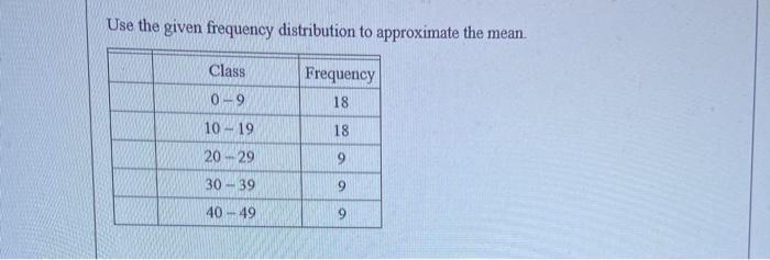 Solved Use the given frequency distribution to approximate | Chegg.com