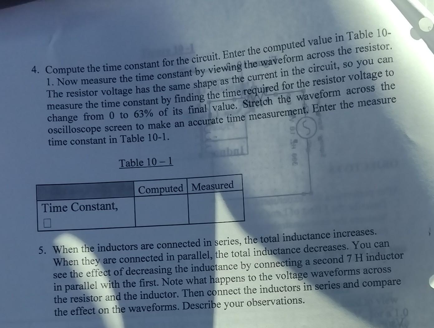 Solved 4. Compute the time constant for the circuit. Enter | Chegg.com
