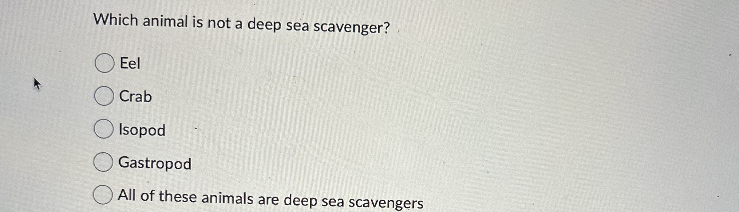 Solved Which animal is not a deep sea | Chegg.com