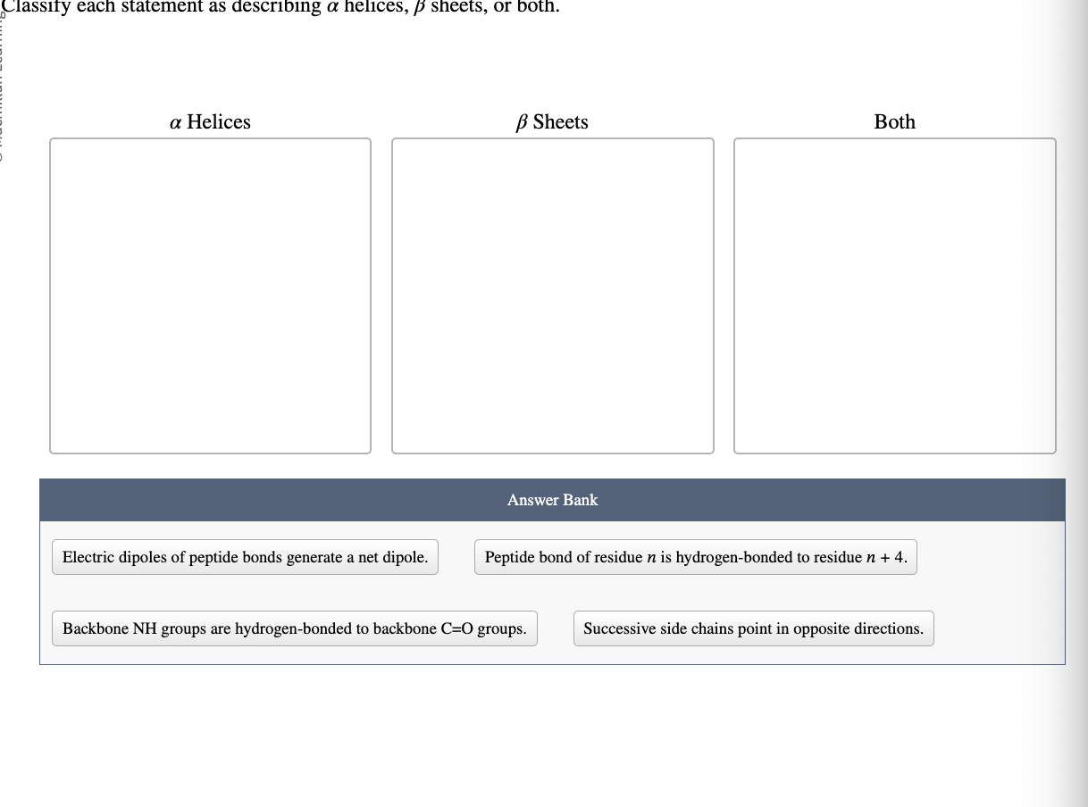 Solved classity each statement as describing \( \alpha \) | Chegg.com