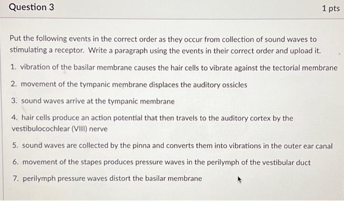 Solved Question 3 1 pts Put the following events in the | Chegg.com