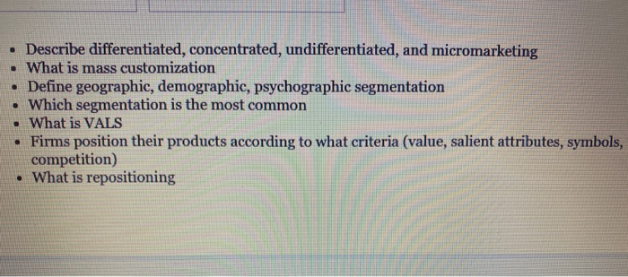 Solved • Describe differentiated, concentrated, | Chegg.com