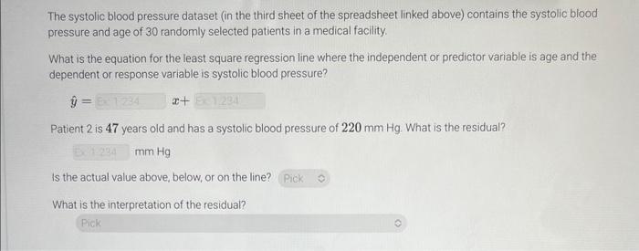 The systolic blood pressure dataset (in the third | Chegg.com