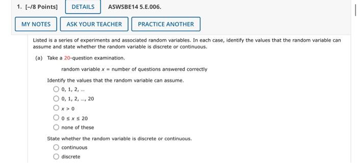 Solved Listed is a series of experiments and associated | Chegg.com