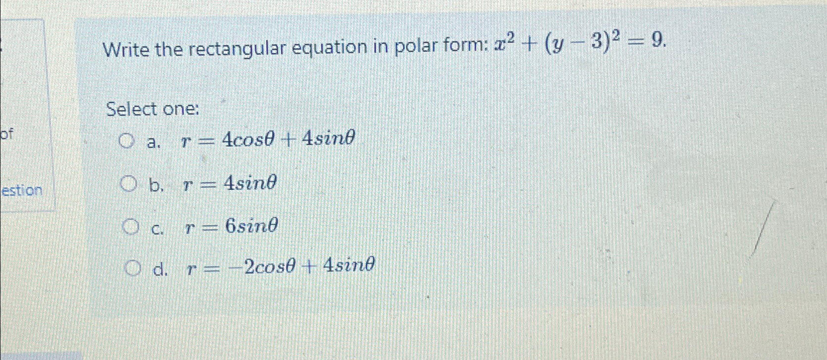 Solved Write the rectangular equation in polar form: | Chegg.com