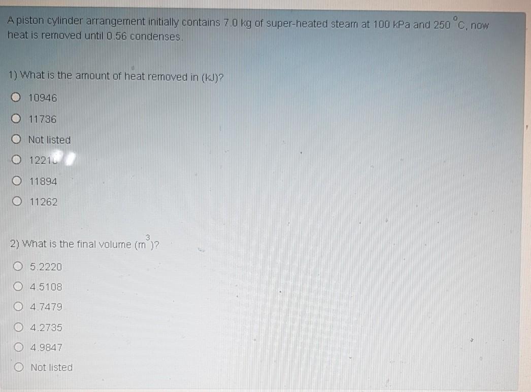 Solved Apiston cylinder arrangement initially contains 7.0 | Chegg.com
