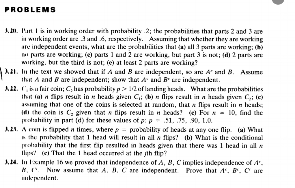 Solved PROBLEMS1.20. ﻿P'urt 1 ﻿is in working order with | Chegg.com