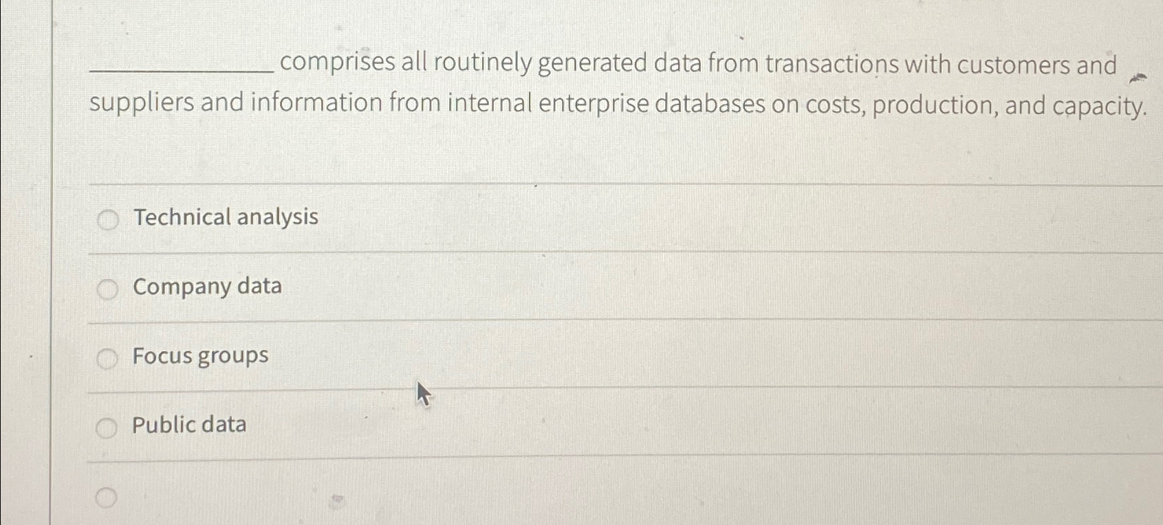 Solved comprises all routinely generated data from | Chegg.com