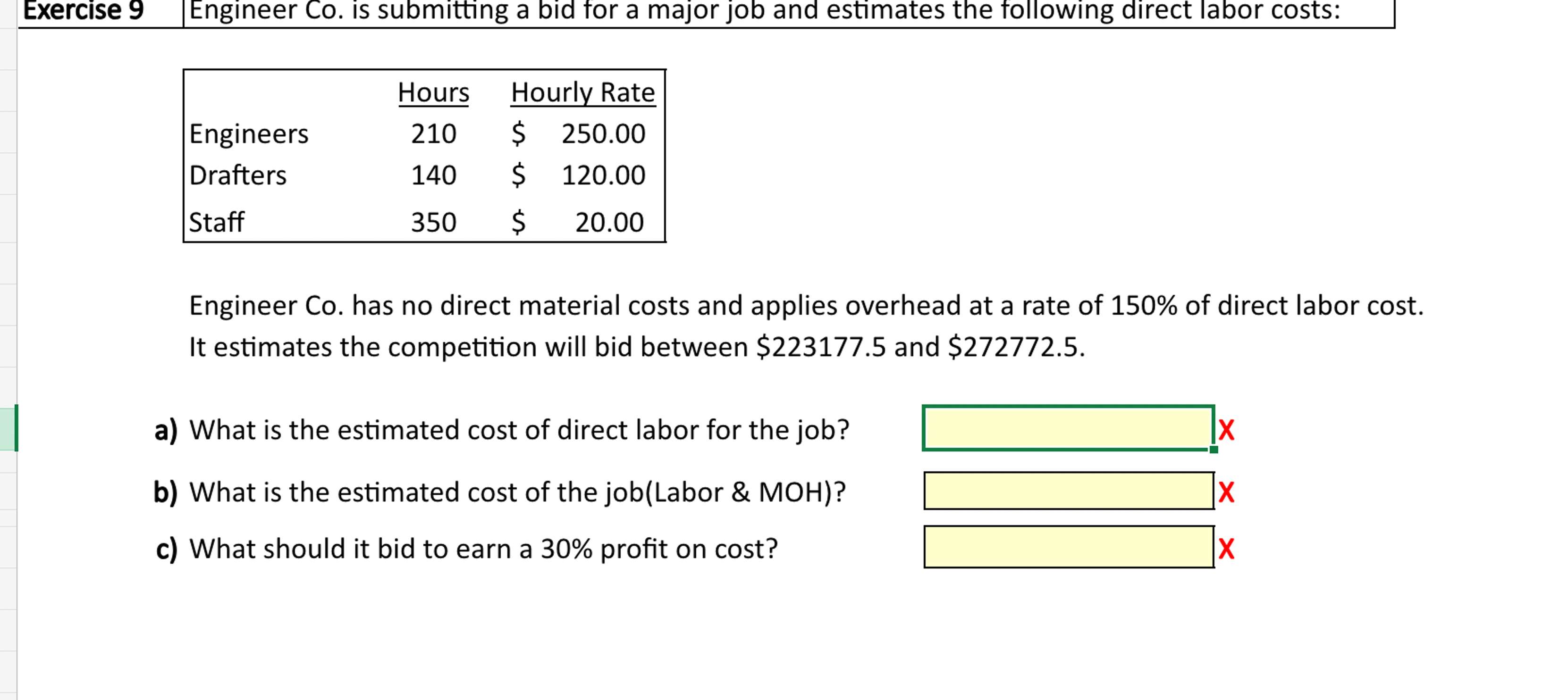 Solved Engineer Co. ﻿has no direct material costs and | Chegg.com