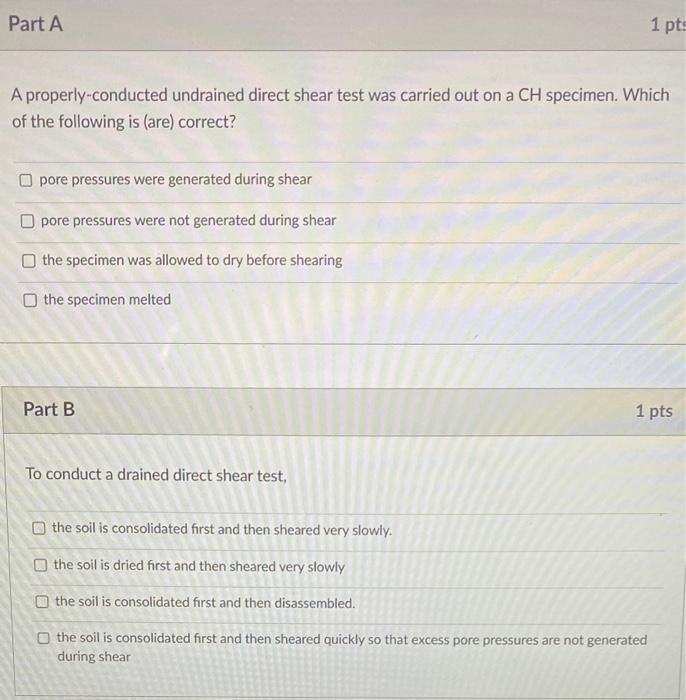 Solved A properly-conducted undrained direct shear test was | Chegg.com