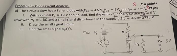 Solved Problem 3 - Diode Circuit Analysis: a) The circuit | Chegg.com