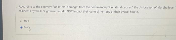Solved According to the segment "Collateral damage" from the | Chegg.com