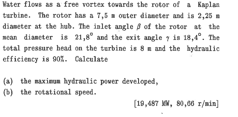 Solved Water flows as ﻿a free vortex towards the rotor of ﻿a | Chegg.com