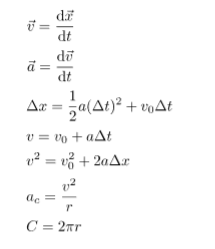 vec(v)=d(vec(x))(d)tvec(a)=d(vec(v))(d)tΔx=12a(Δt)2+v | Chegg.com