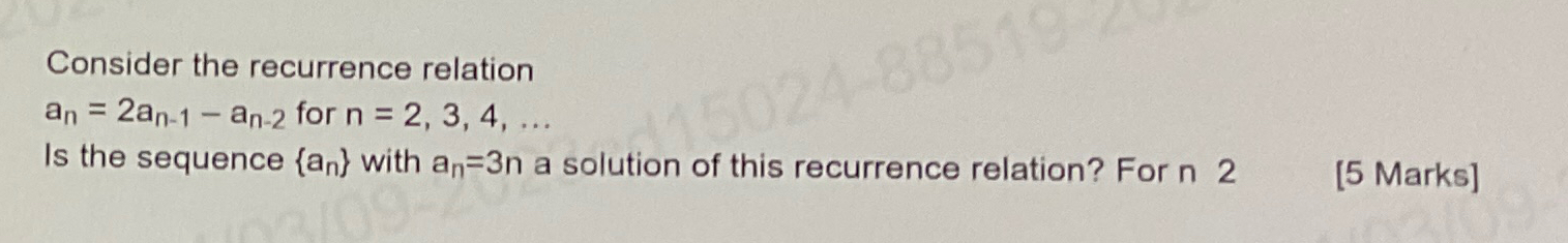 Solved Consider the recurrence relationan=2an-1-an-2 ﻿for | Chegg.com