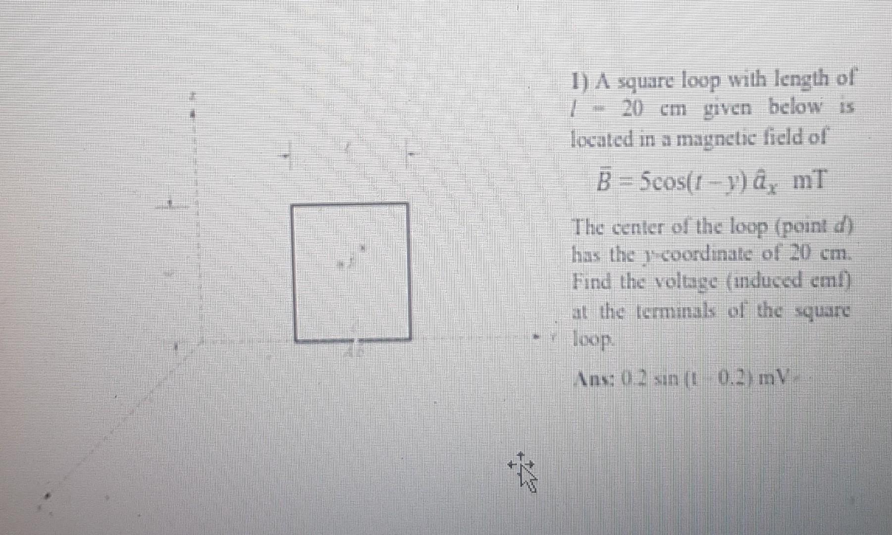 Solved 1) A square loop with length of 7 20 cm given below | Chegg.com