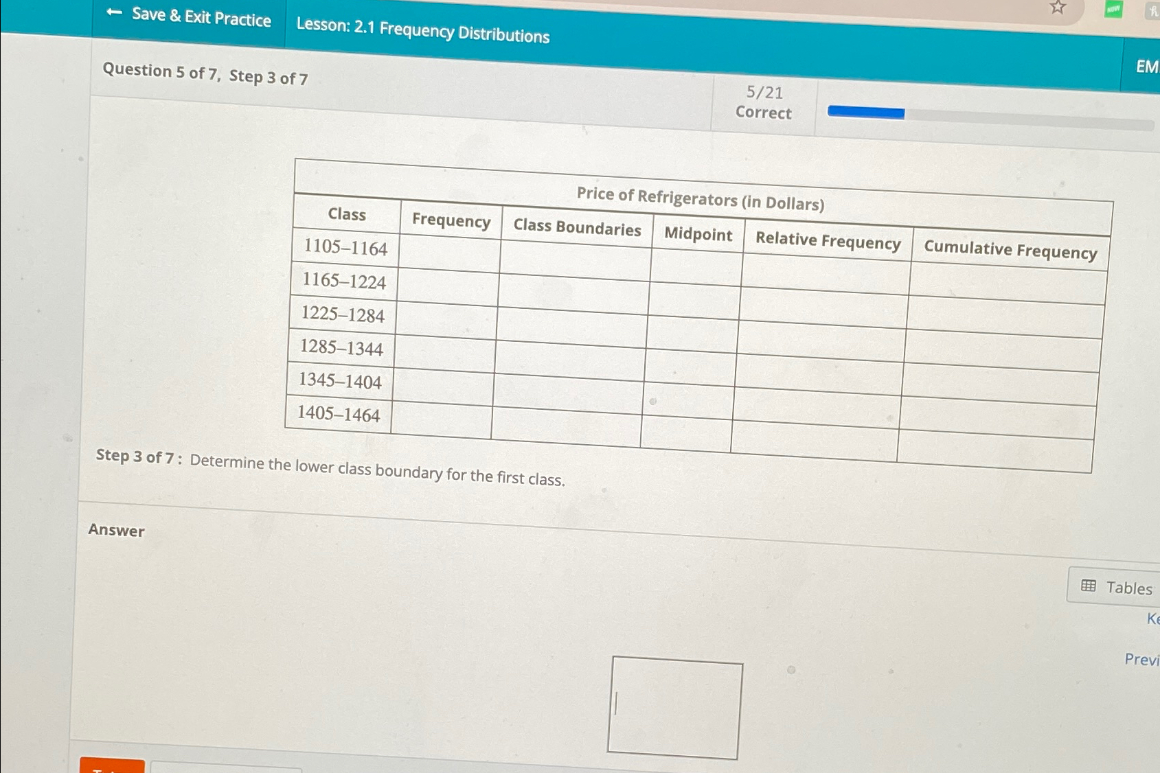 Solved larr Save & Exit PracticeLesson: 2.1 ﻿Frequency | Chegg.com