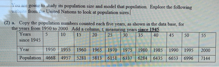 You are going to study its population size and model | Chegg.com