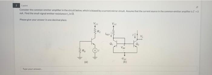 Solved 1 paint Consider the common-emitter ampliter in the | Chegg.com