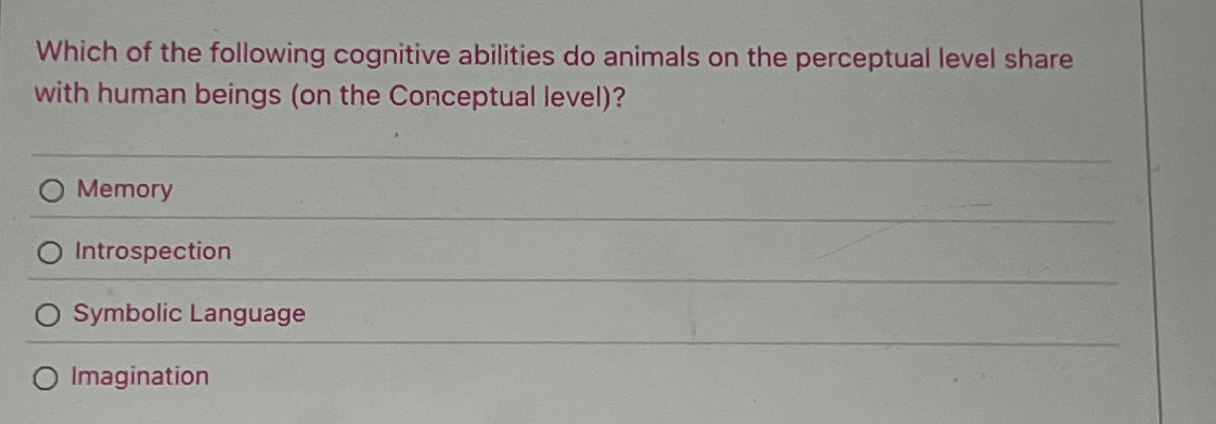 Solved Which of the following cognitive abilities do animals | Chegg.com