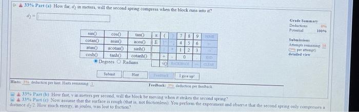 Solved ( 7% ) Problem 9: A block of mass m=0.14 kg is set | Chegg.com
