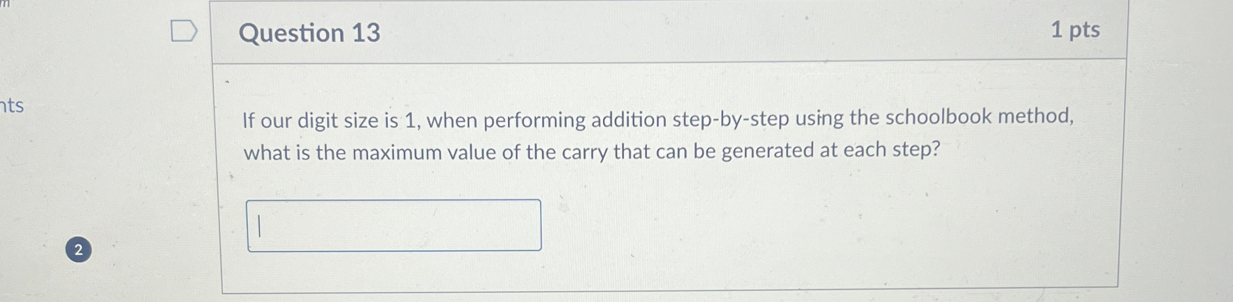 Solved Question 131 ﻿ptsIf our digit size is 1 , ﻿when | Chegg.com