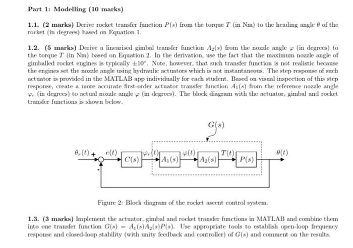 Solved 1.1. (2 marks) Derive rocket transfer function P(s) | Chegg.com